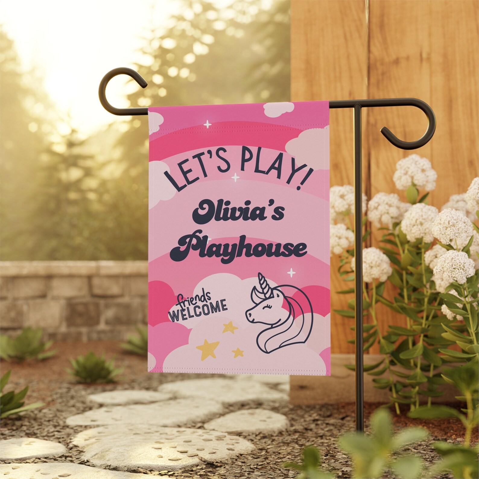 Custom Playhouse Flag, Let's Play Flag, Little Girl Fort Sign ...