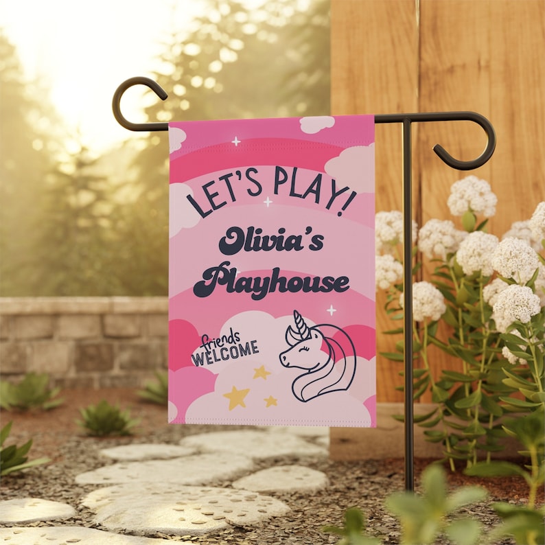 Custom Playhouse Flag, Let's Play Flag, Little Girl Fort Sign ...