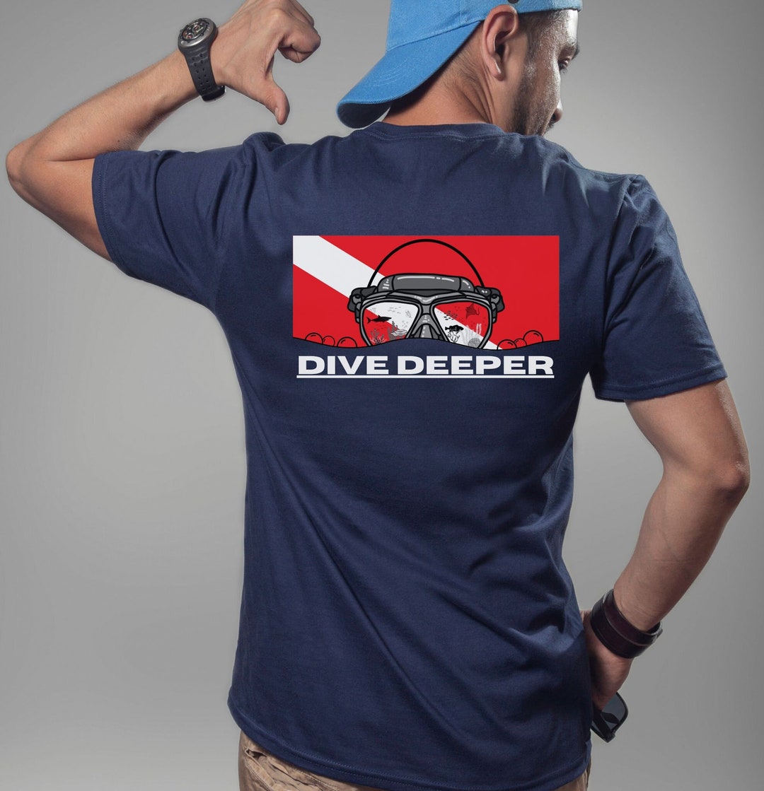 Dive Deeper T-shirt: Scuba Diving Flag Mask Graphic Tee - Etsy