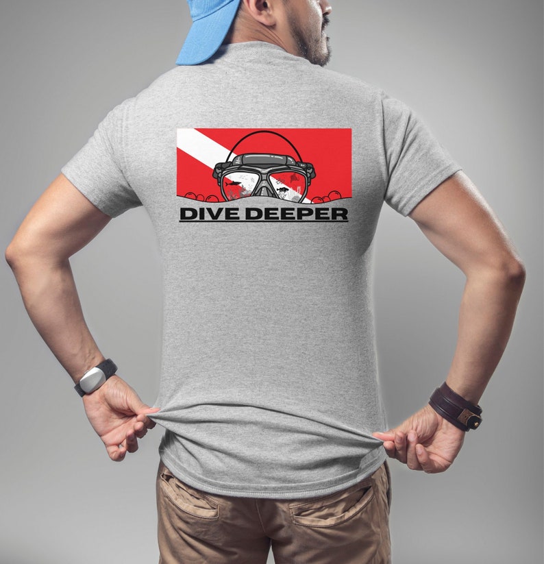 Dive Deeper T-shirt: Scuba Diving Flag Mask Graphic Tee - Etsy