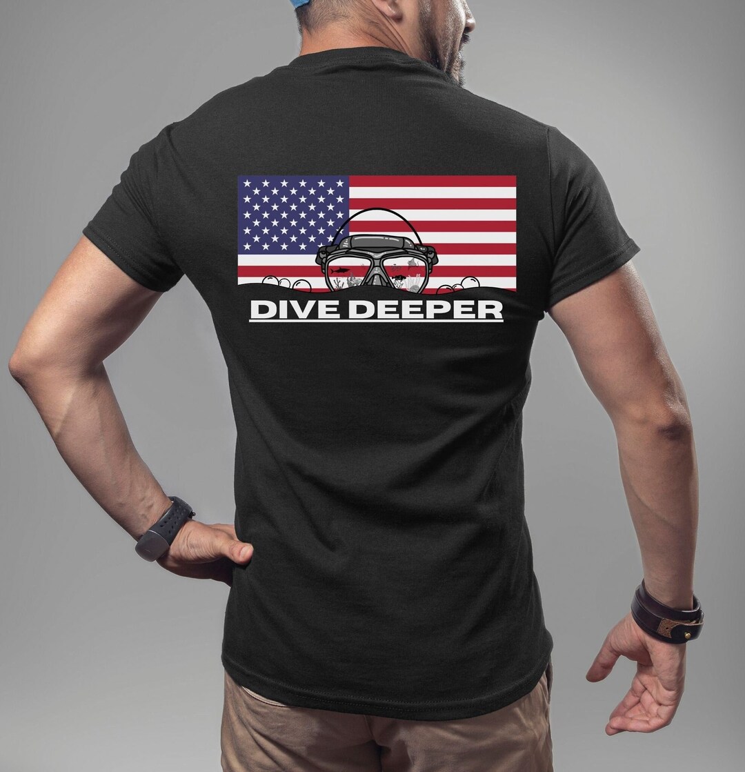 Scuba Shirt, American Flag, Dive Mask, Freediving, Diving T-shirt ...
