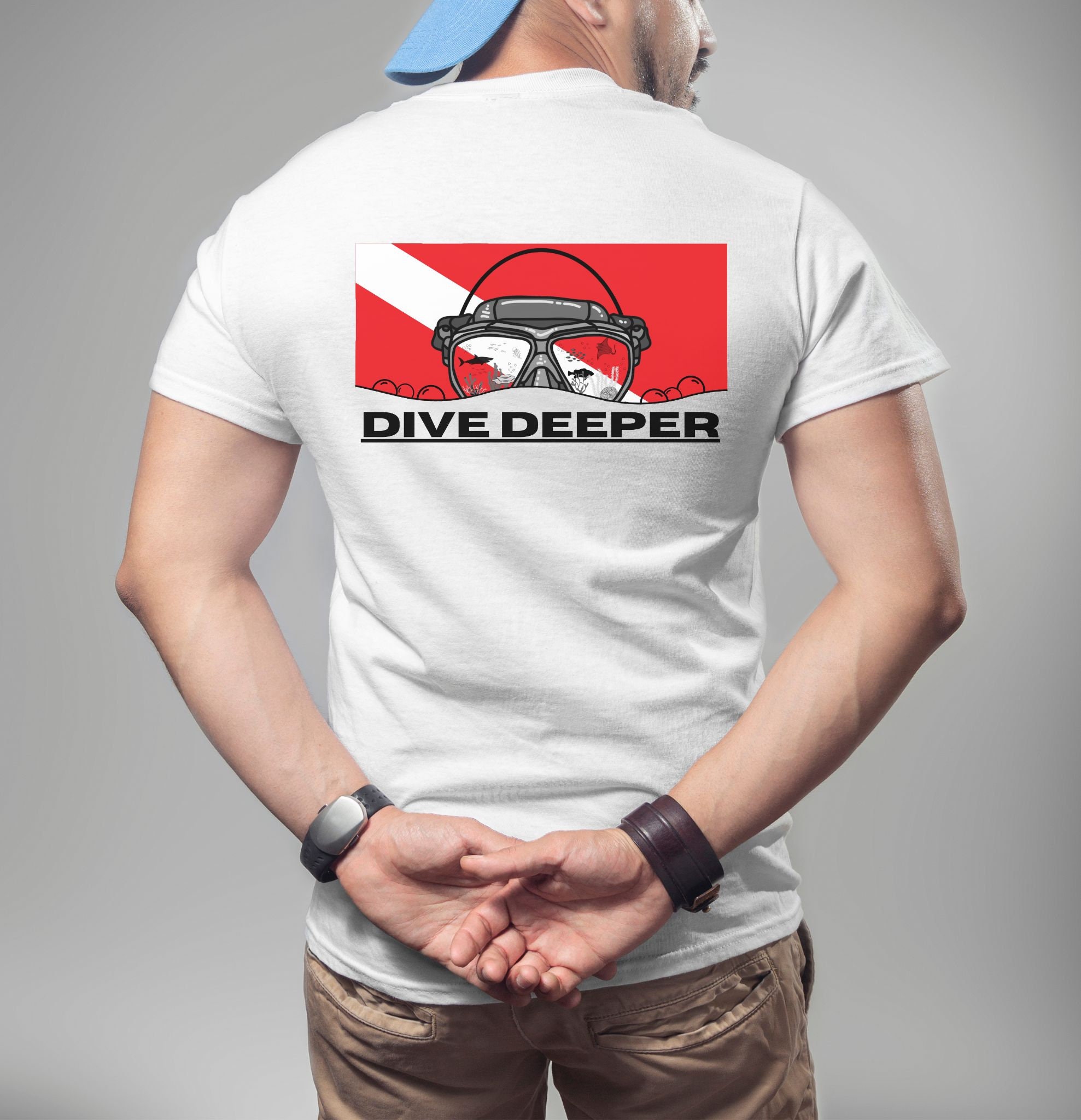 Dive Deeper T-shirt: Scuba Diving Flag Mask Graphic Tee - Etsy