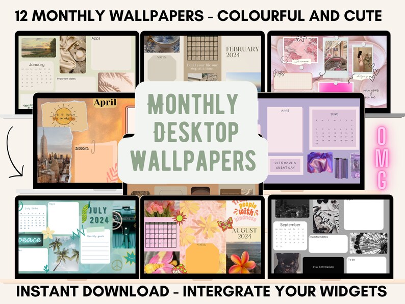 Aesthetic Desktop Wallpaper Organizers + Folder Icons. BUNDLE Mac ...