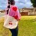 Cherry Bow Embroidered Tote Bag - Etsy