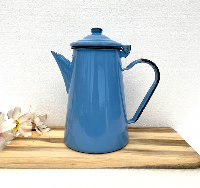 Vintage Cobalt Blue Enamel Coffee Pot – French Farmhouse Kitchen Decor ...