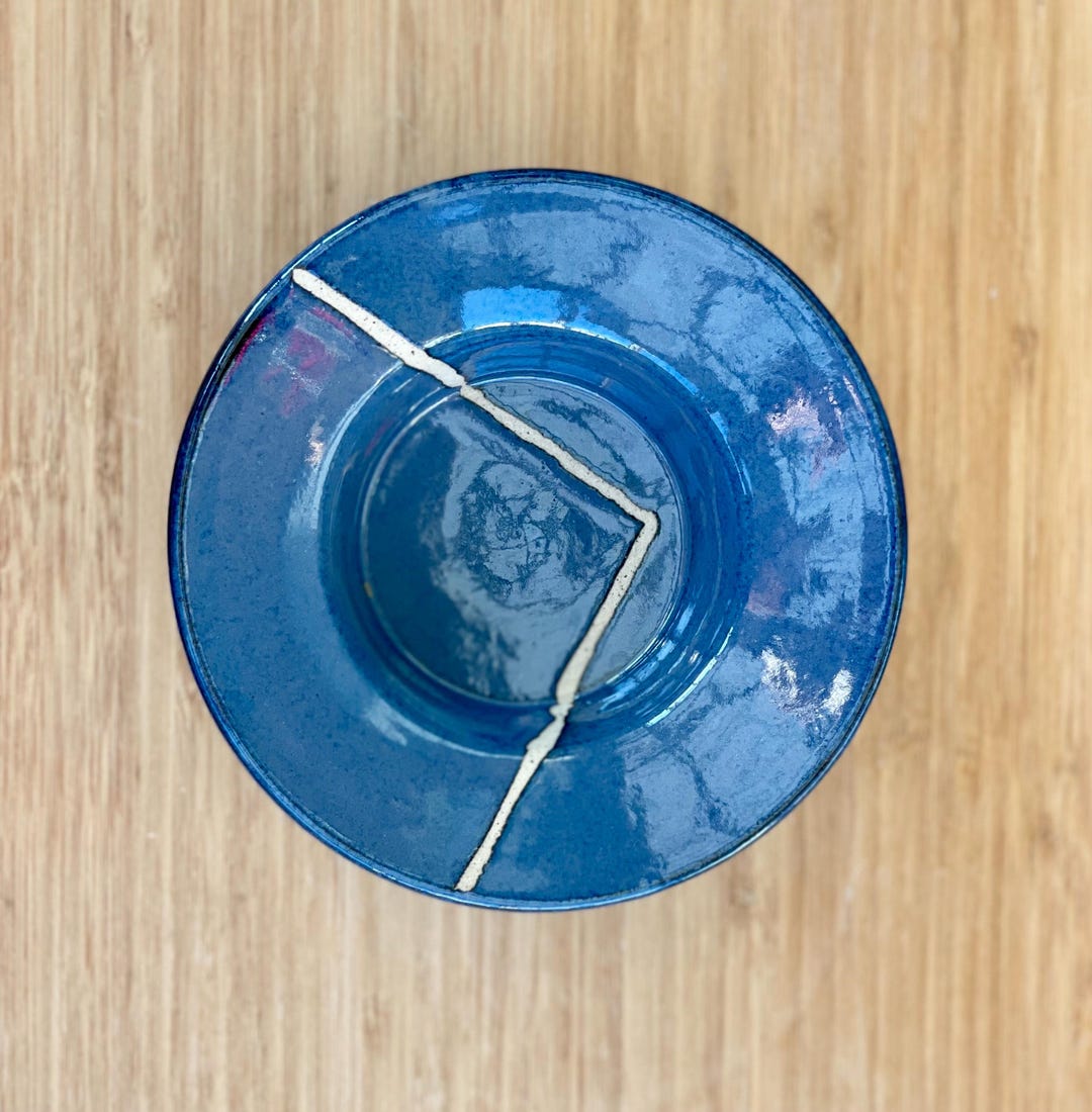 Bente Jensen Blue Ceramic Bowl With White Seam. Danish 1980s, Denmark ...