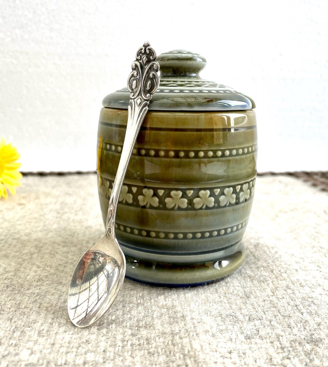 Vintage Irish Wade Pottery Preserve Pot – Shamrock Clover Design ...