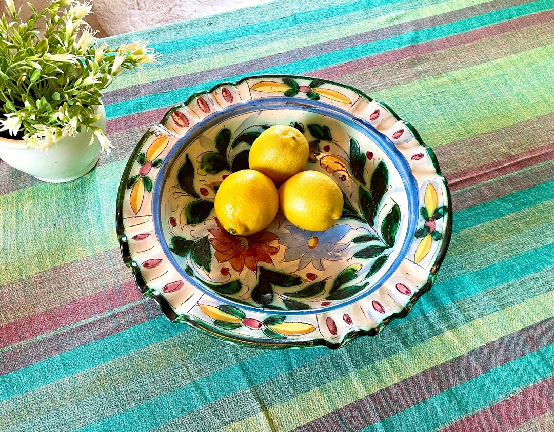 Italian Fruit Bowl, Sgraffito Technique, Deruta Style Bowl, From 1960s ...