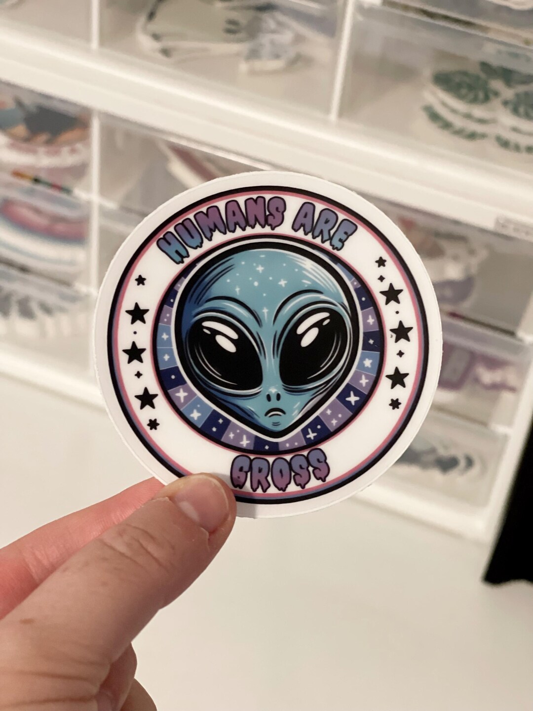 Humans Are Gross Alien Vinyl Clear Sticker - Etsy