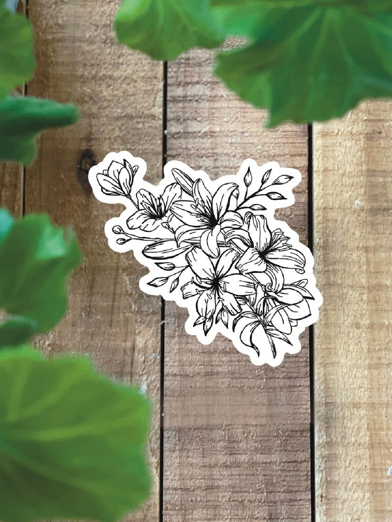 Black and White Flower Sticker Vinyl - Etsy