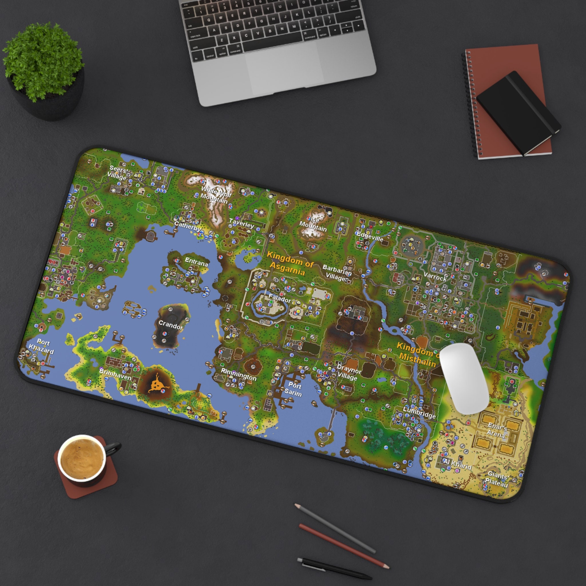 Custom Osrs Desk Mat, Runescape World Map Mouse Pad, Free to Play Area ...
