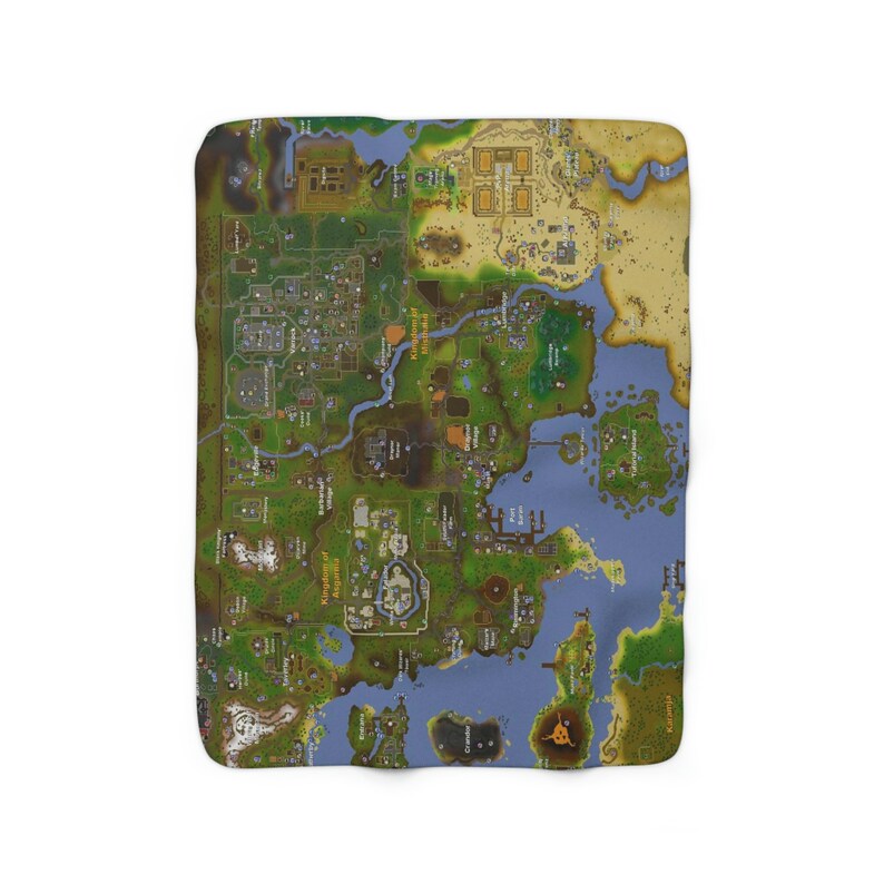 Custom Osrs Sherpa Fleece Blanket, Runescape World Map Soft Cozy ...