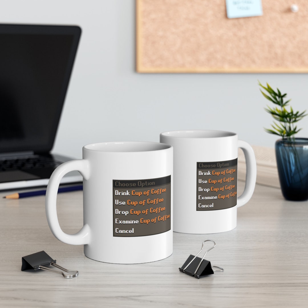 Cup of Coffee Old School Runescape Item Options Coffee Mug, OSRS Merch ...