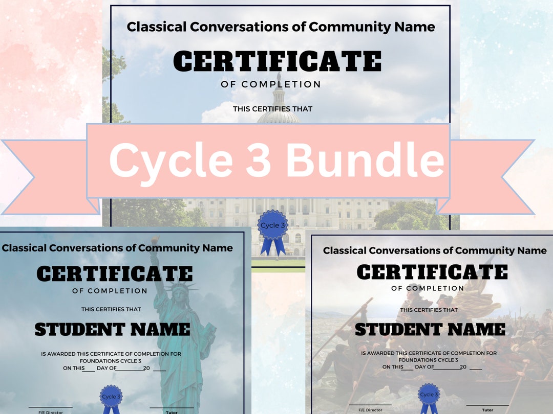 Bundle Cycle 3 Classical Conversations Certificate Template CC ...