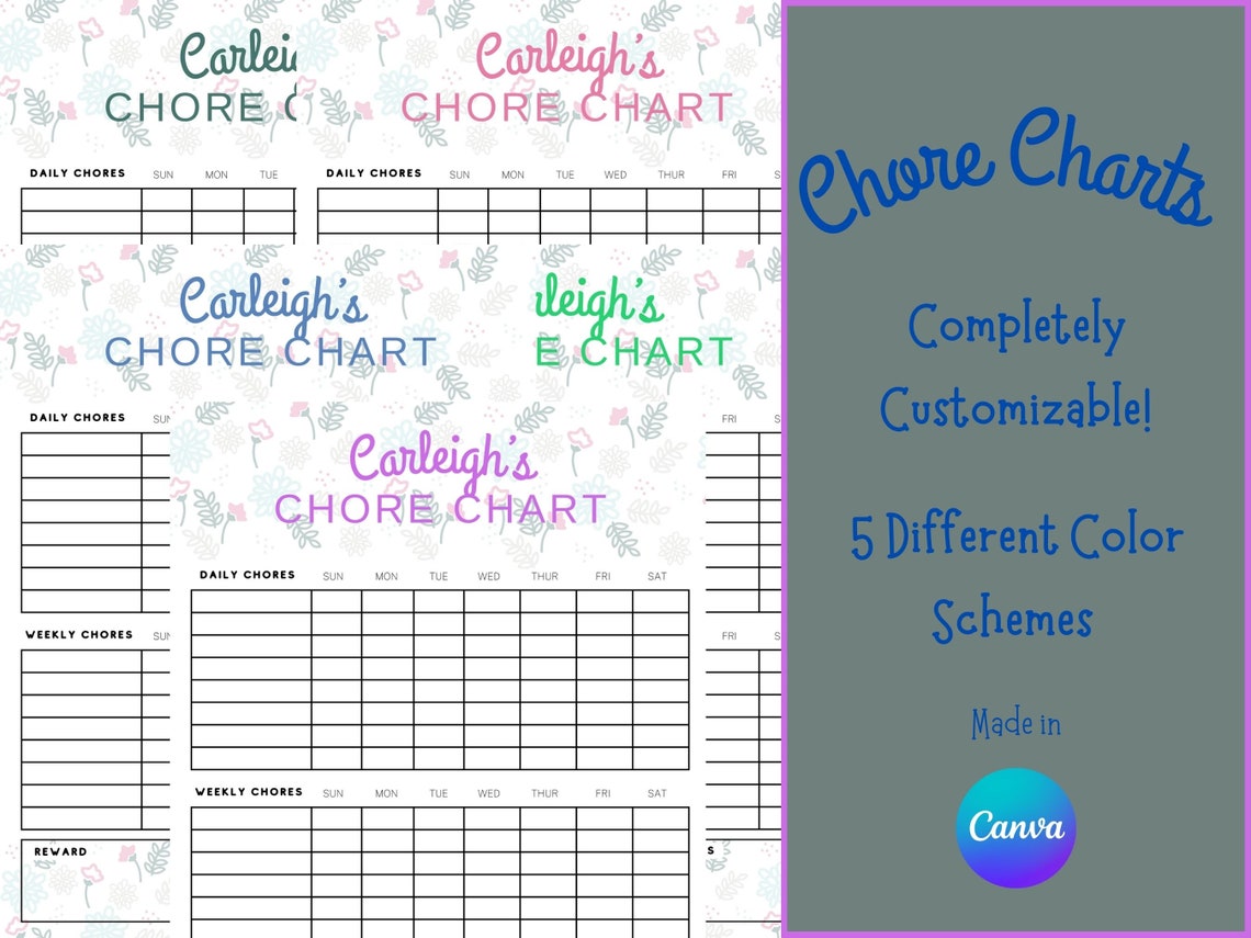 Chore Chart Chore Chart Printable Canva Chore Chart Chore Chart Kids ...