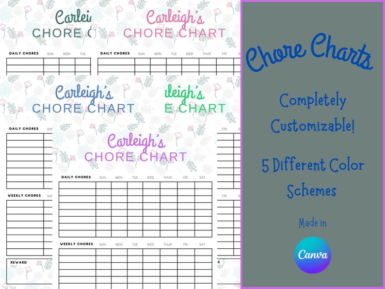 Chore Chart Chore Chart Printable Canva Chore Chart Chore Chart Kids ...