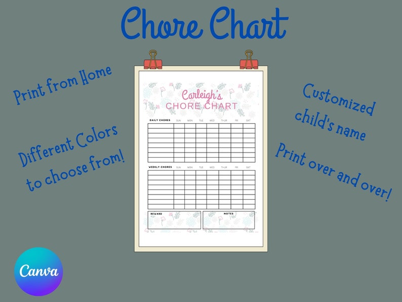 Chore Chart Chore Chart Printable Canva Chore Chart Chore Chart Kids ...