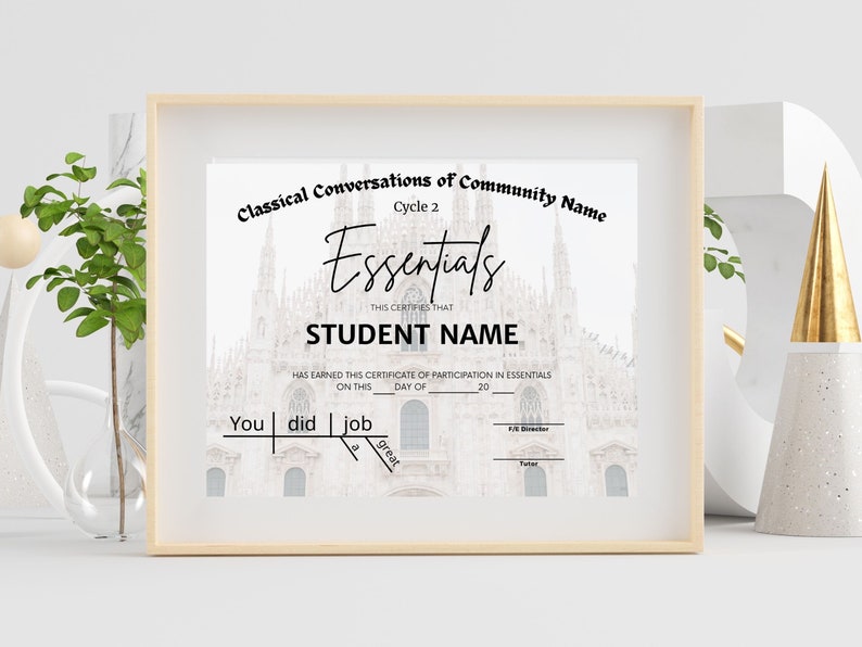 Cycle 2 Essentials Classical Conversations Certificate Template CC ...