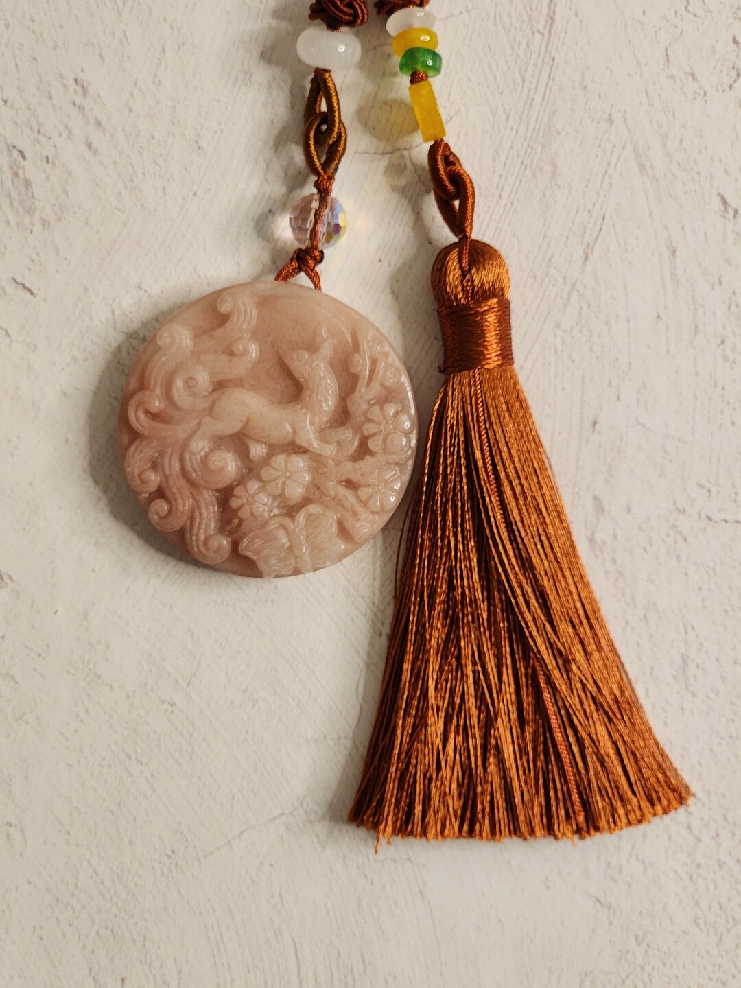 Alashan Agate Nine-tailed Fox Car Mirror & Bag Charm - Etsy