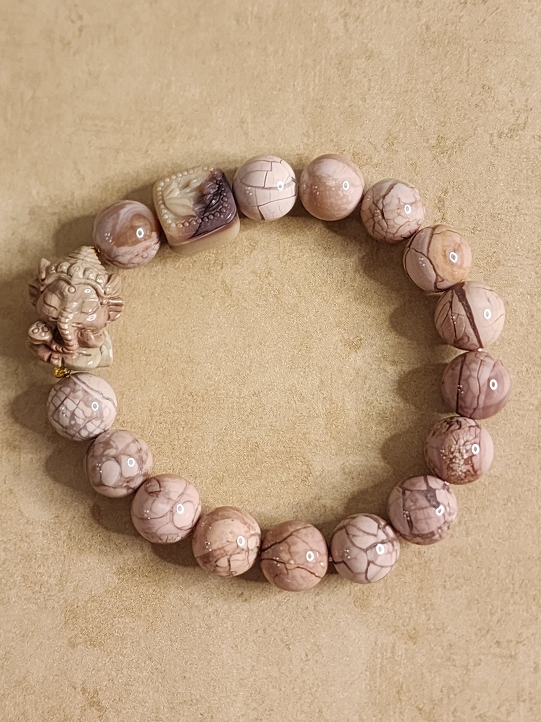 Alashan Agate Ganesha Charm Bracelet - Etsy