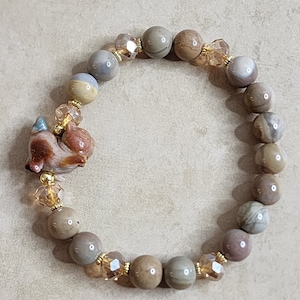 Alashan Agate Chubby Cat Charm Bracelet - Etsy