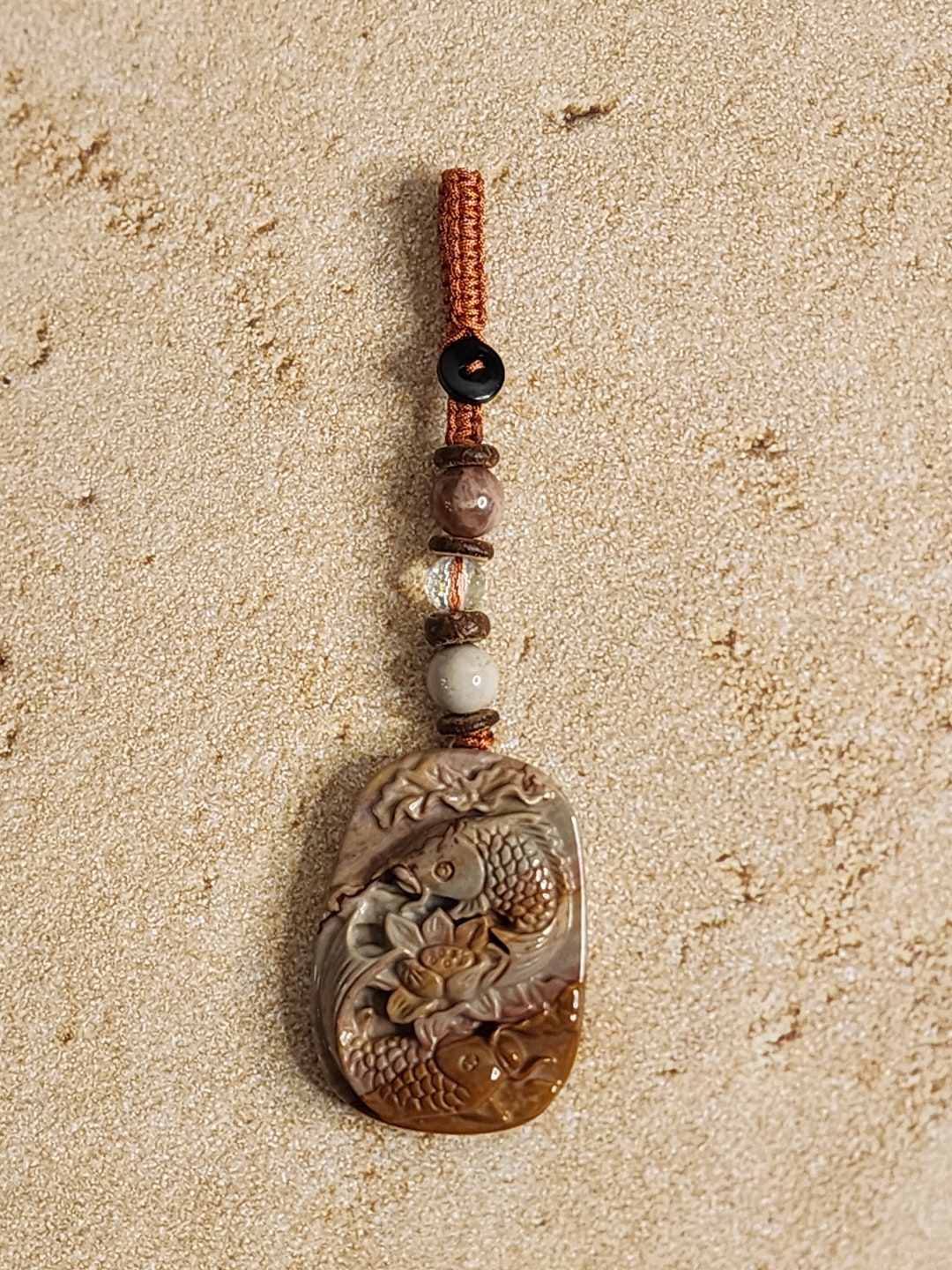 Alashan Agate Koi Fish Keychain & Bag Charm - Etsy