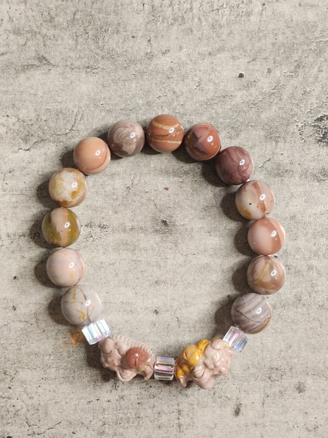 Alashan Agate Bracelet With Crocodile Charm - Etsy