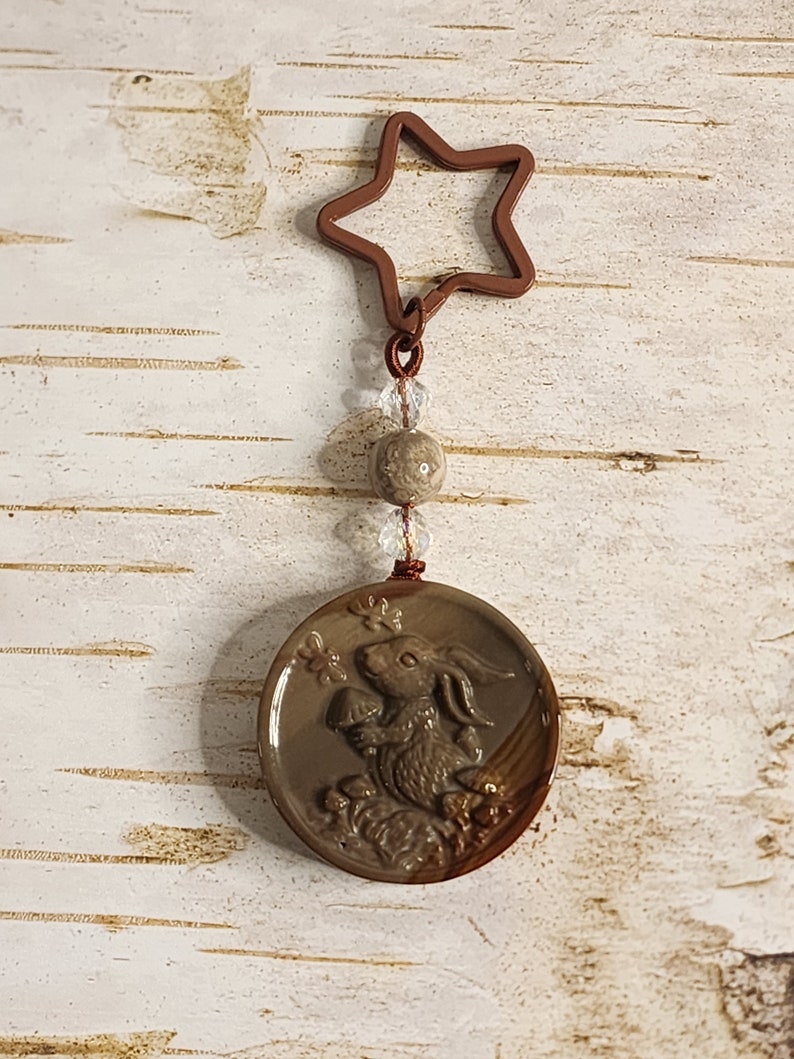 Alashan Agate Rabbit Keychain & Bag Charm - Etsy