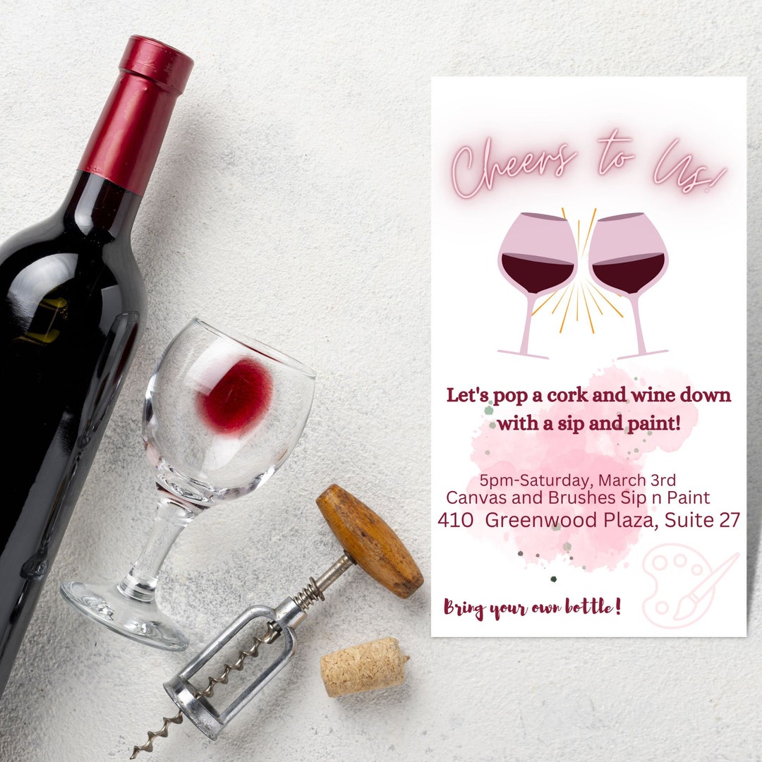 Sip N Paint Editable Digital Invitation Template, Girl's Night Get ...