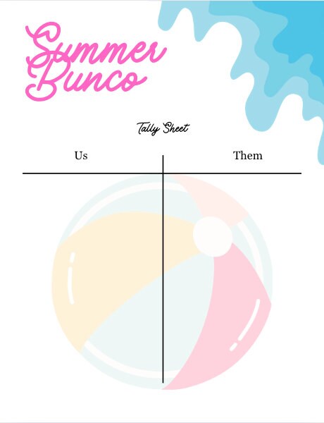 Cute Summer Beach-themed Bunco Printables - Etsy