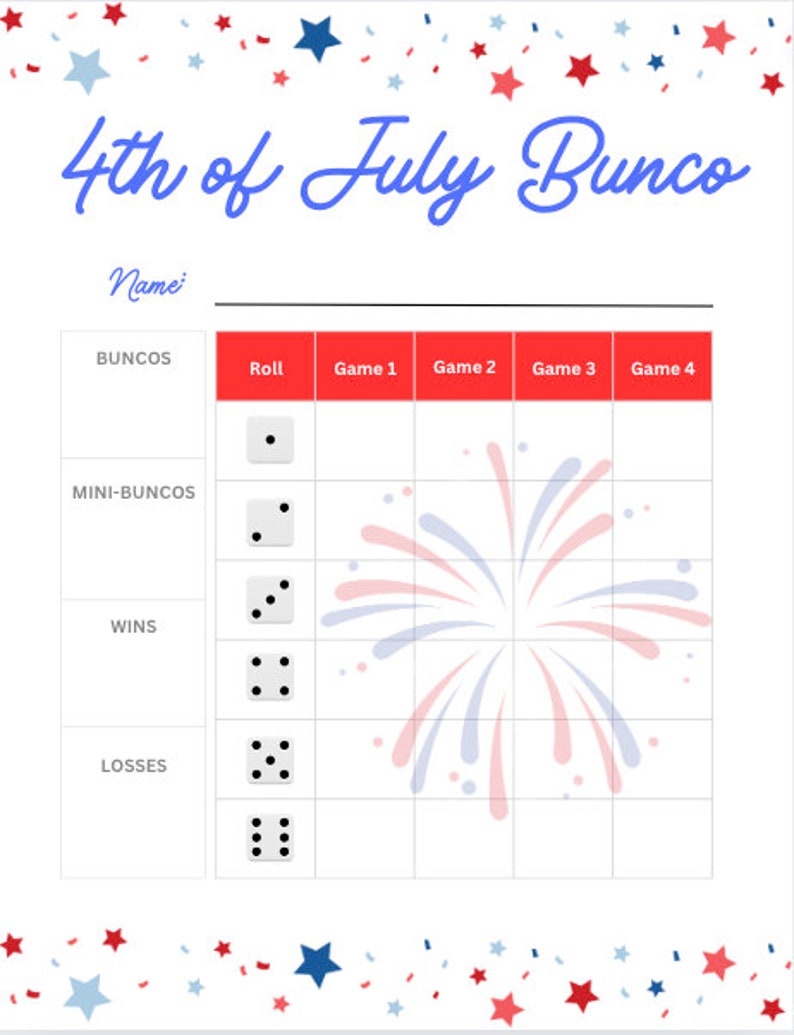 4th of July / Independence Day Themed Bunco Printables - Etsy
