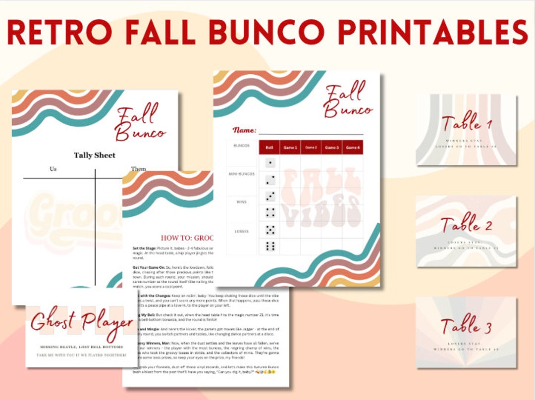 Retro Fall Bunco Printables: Digital Bunco Print-outs to Bring the ...