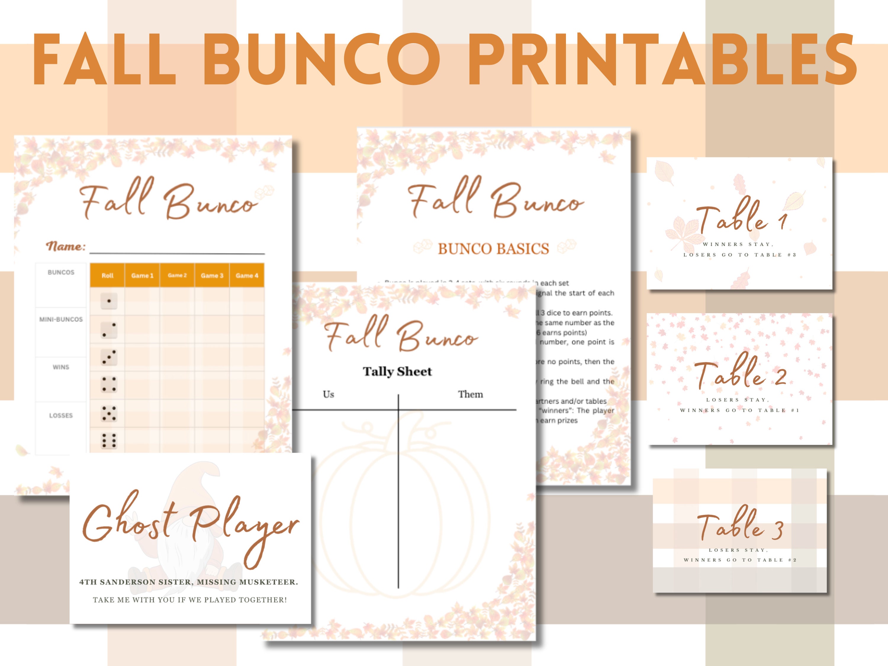 Fall-themed Bunco Printables - ALL ITEMS NEEDED! - Etsy