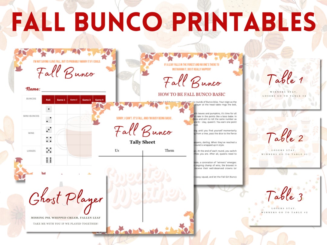Sassy Fall-themed Bunco Printables - Etsy