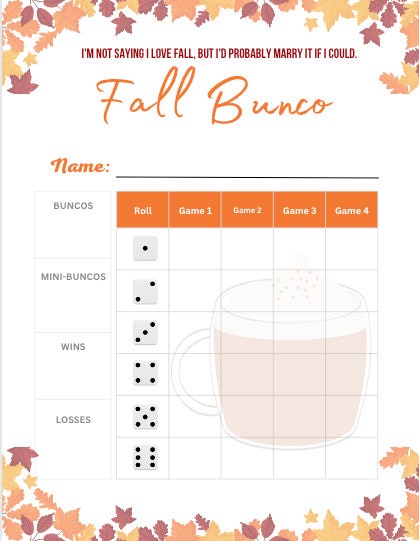 Sassy Fall Bunco Digital Printables: FALL Into Fabulousness! - Etsy