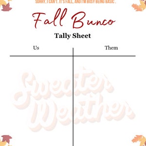 Sassy Fall-themed Bunco Printables - Etsy