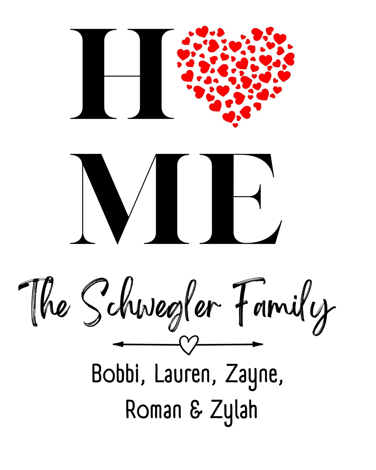 Personalized Family Name Print HOME With You Family's Names. Great for ...