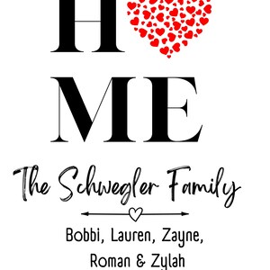 Personalized Family Name Print HOME With You Family's Names. Great for ...