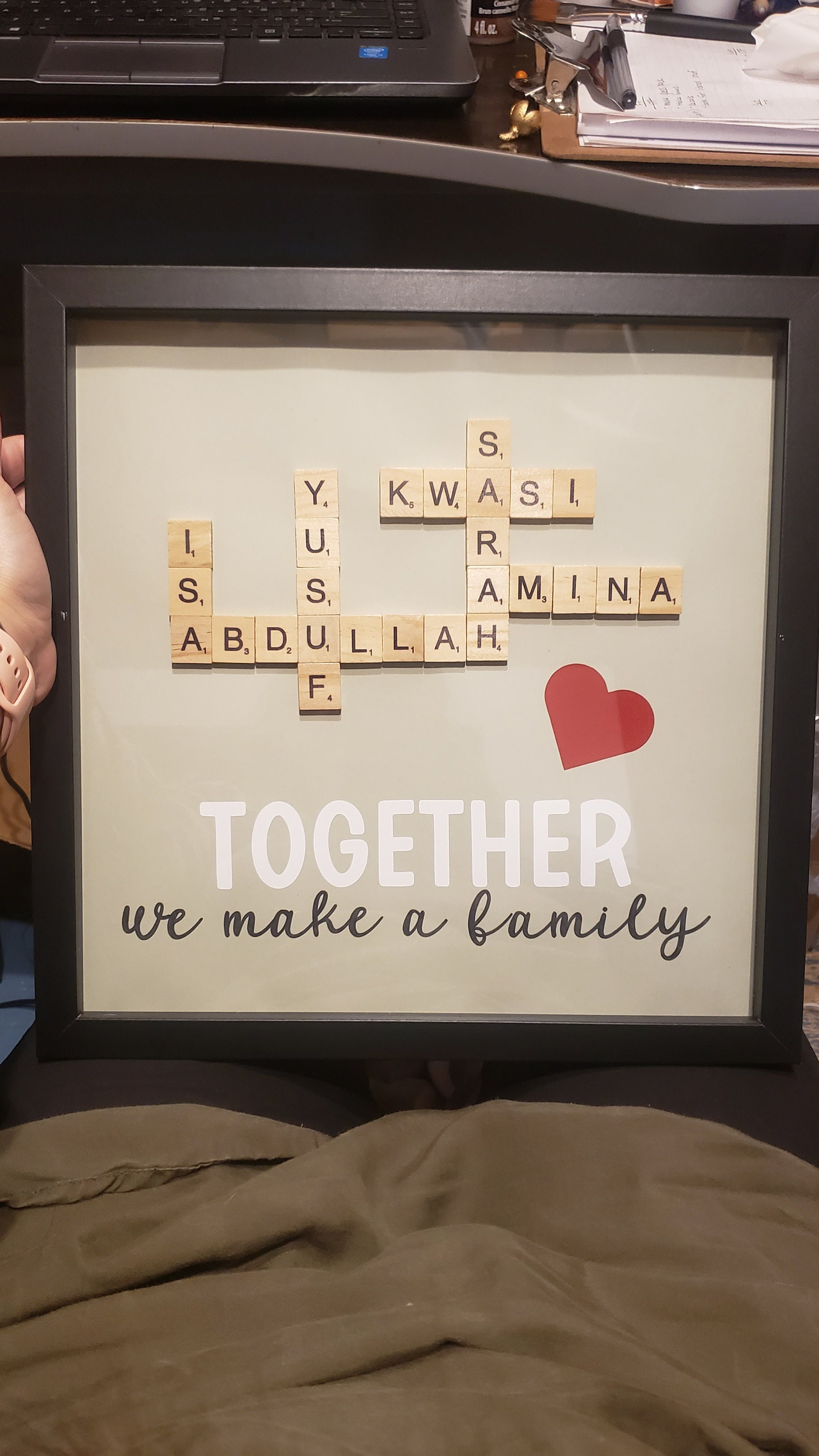 Personalized Family Scrabble Frame, Handmade Custom Wall Art, Family ...