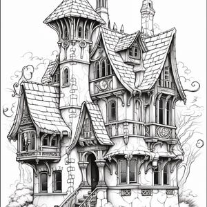50 Gothic Architecture Coloring Pages, Coloring Book, Adult Coloring ...