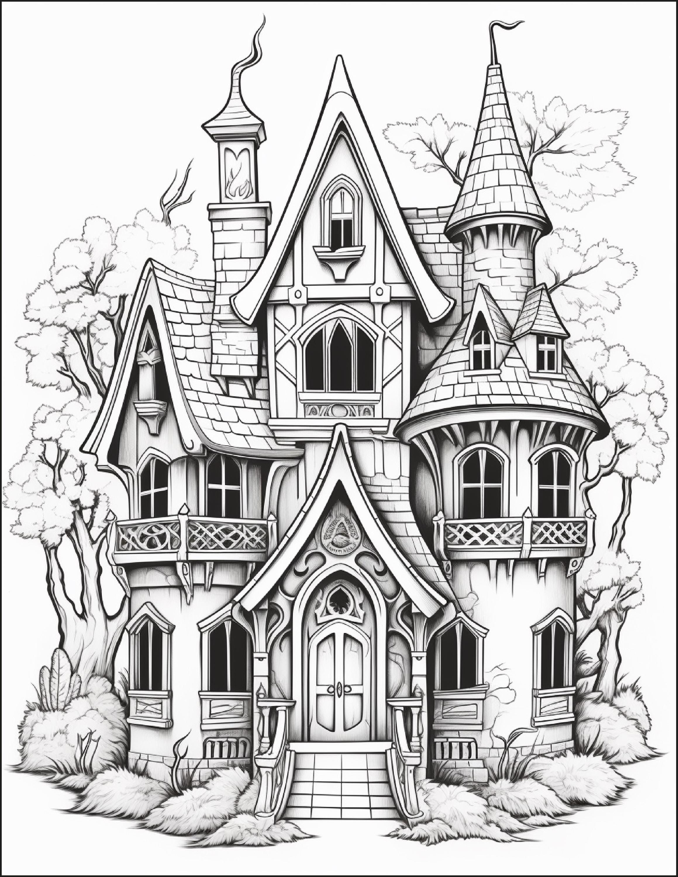 50 Gothic Architecture Coloring Pages, Coloring Book, Adult Coloring ...