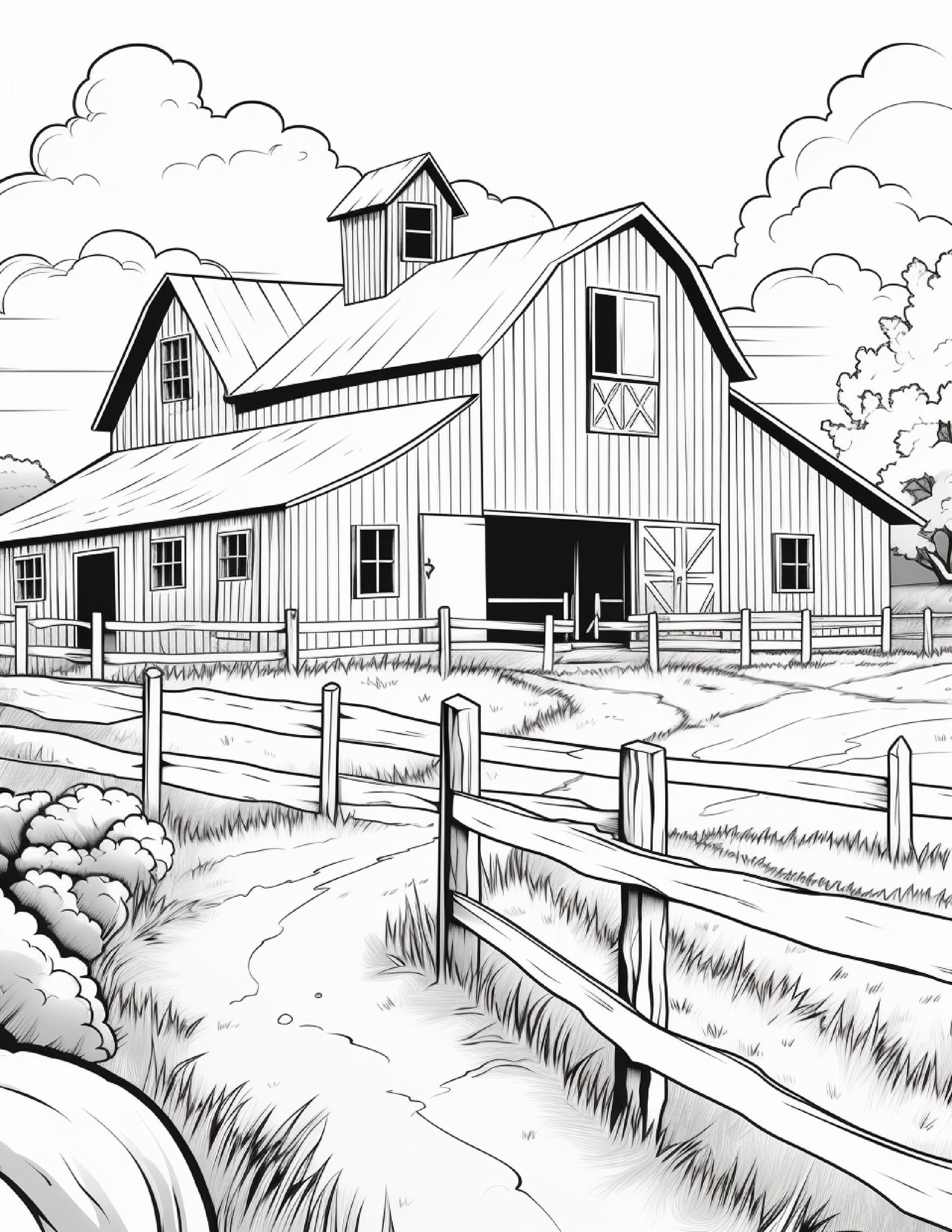 270 Farm and Country Scenes Coloring Pages | Printable Adult & Kids ...