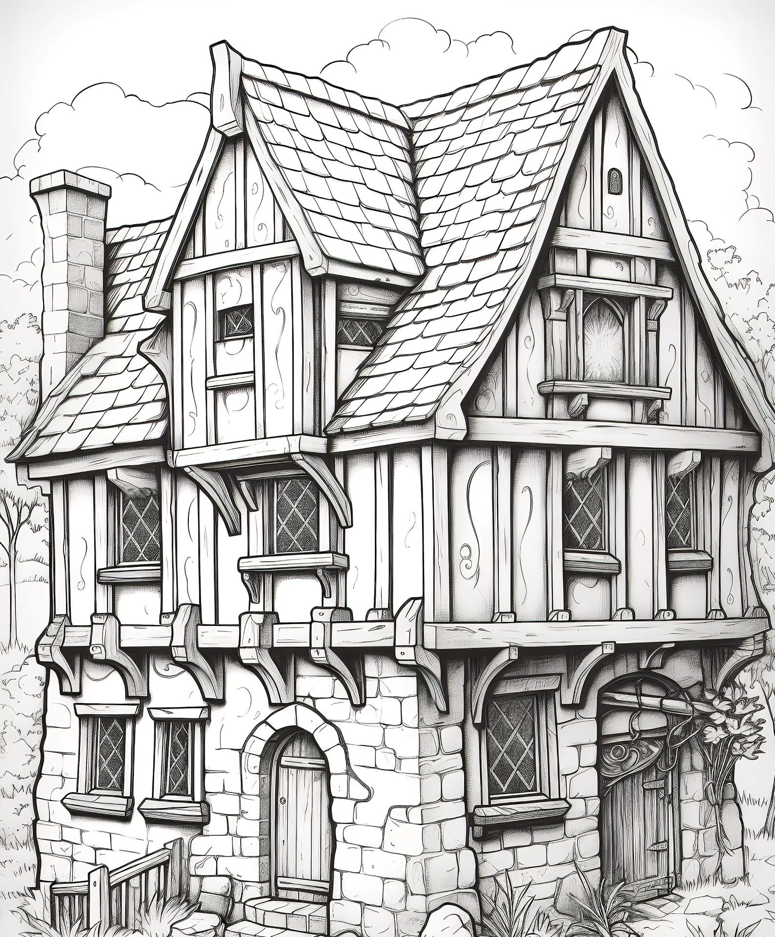 60 Old Fancy Homes Coloring Pages, Coloring Book, Adult Coloring Book ...