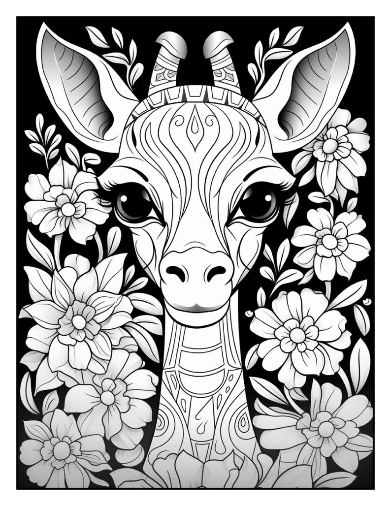 210 Floral Animal Coloring Pages | Printable Coloring Book | Animal ...