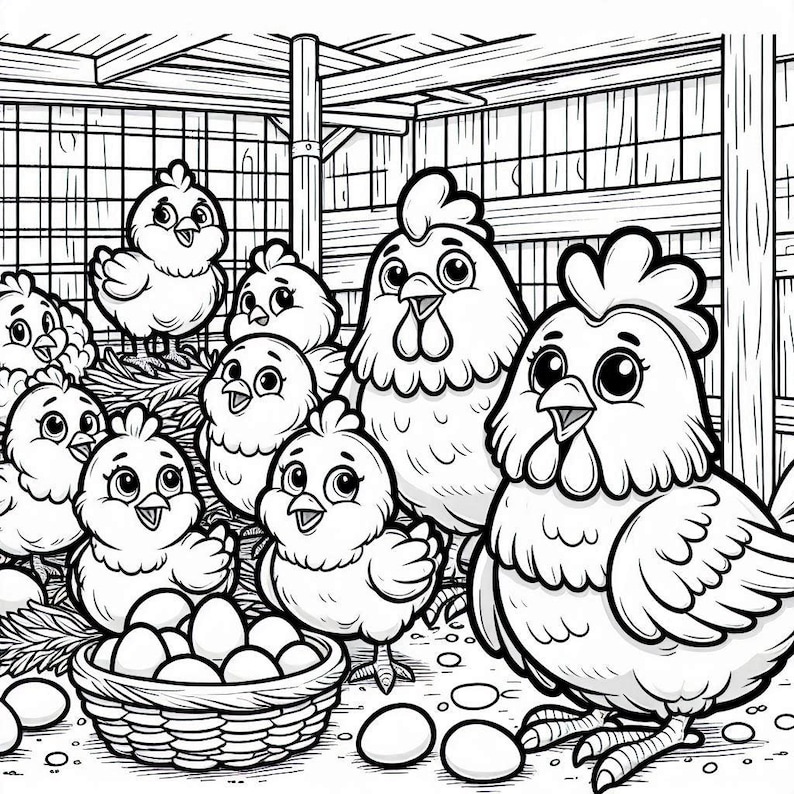 20 Clucks of Chicks Coloring Pages, Coloring Book, Adult Coloring Book ...