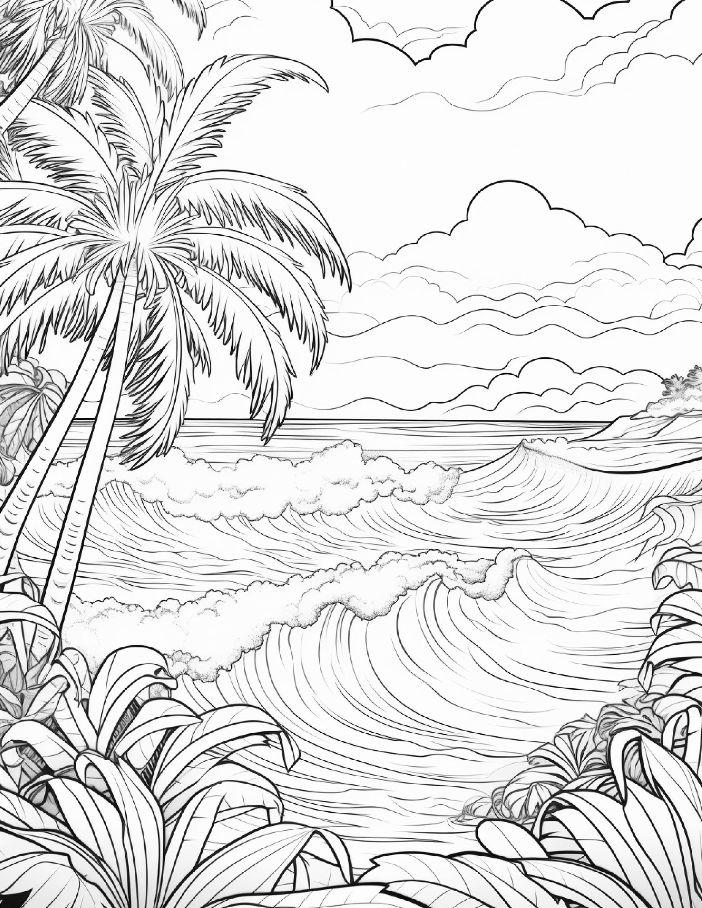 58 Summer Beaches Coloring Pages | Printable Ocean & Vacation Coloring ...