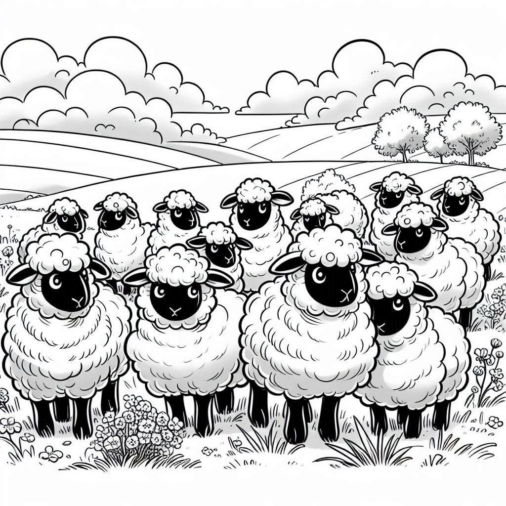 48 Quiet Sheep Coloring Pages, Coloring Book, Adult Coloring Book, Kids ...