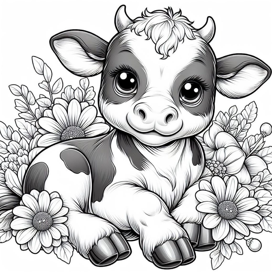 60 Cartoon Baby Cows, Calf Coloring Pages, Coloring Book, Adult ...