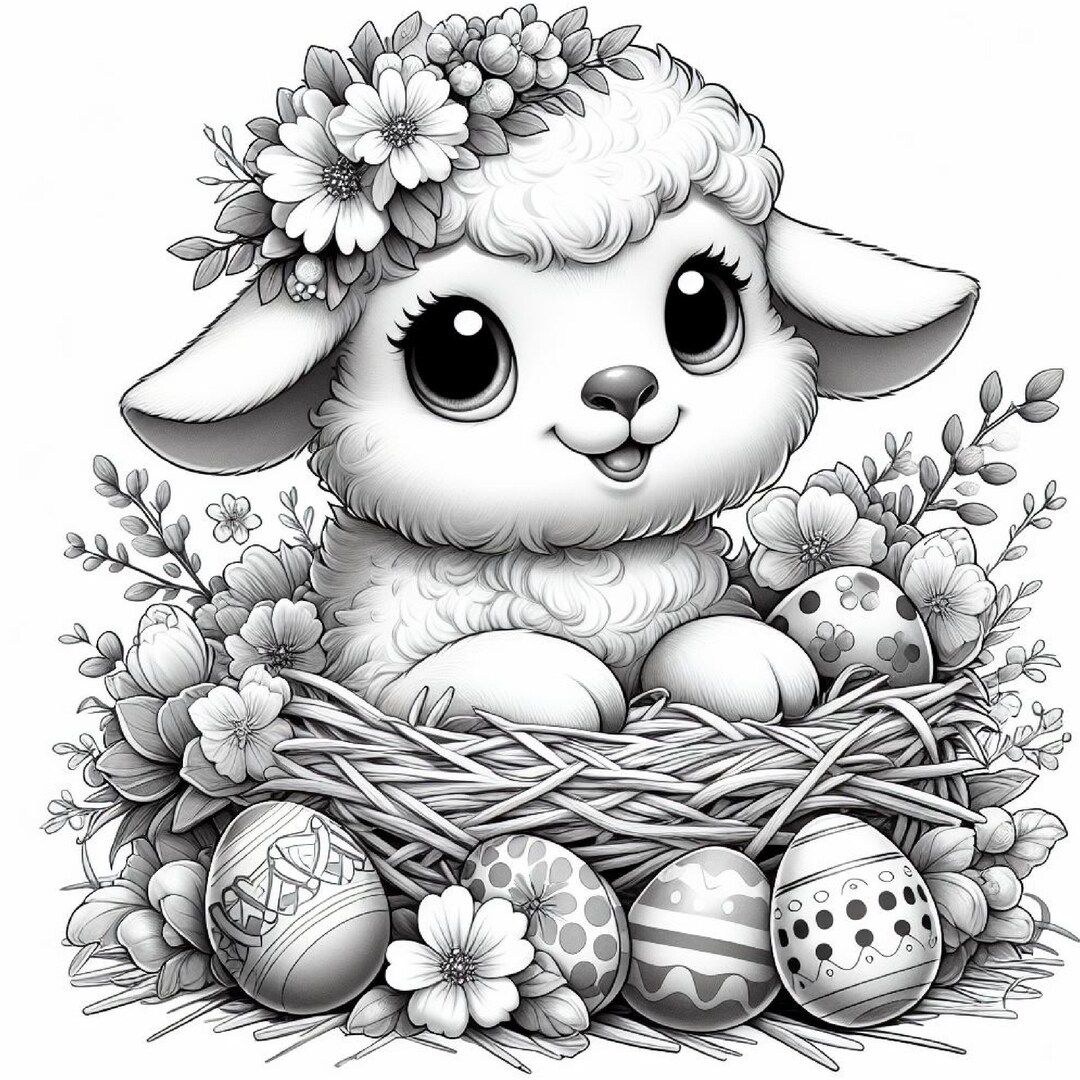 100 Easter Lambs Coloring Pages | Printable Spring Coloring Book for ...