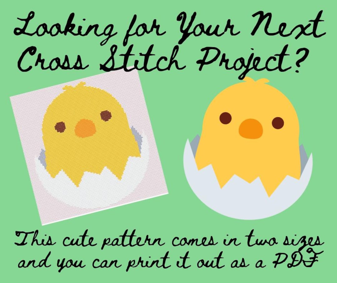 Chick Hatching Out of Egg Cross Stitch Pattern- 2 Sizes (100 X 100 and ...